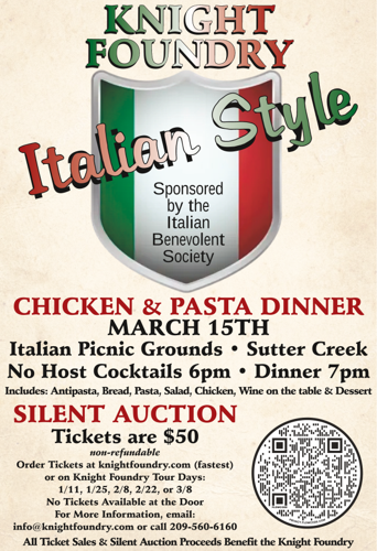 Knight Foundry Italian Style Dinner Event — Saturday, March 15 | On the ...
