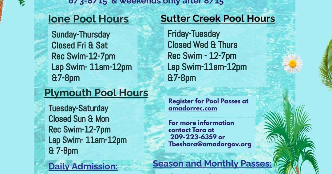 ACRA opens pools in Ione, Plymouth and Sutter Creek this Saturday ...