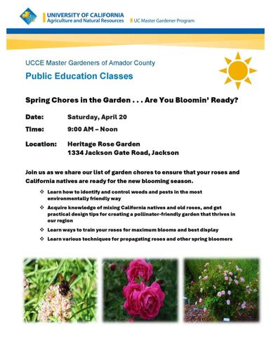 UCCE Master Gardeners Presents “Spring Chores in the Garden…Are You ...
