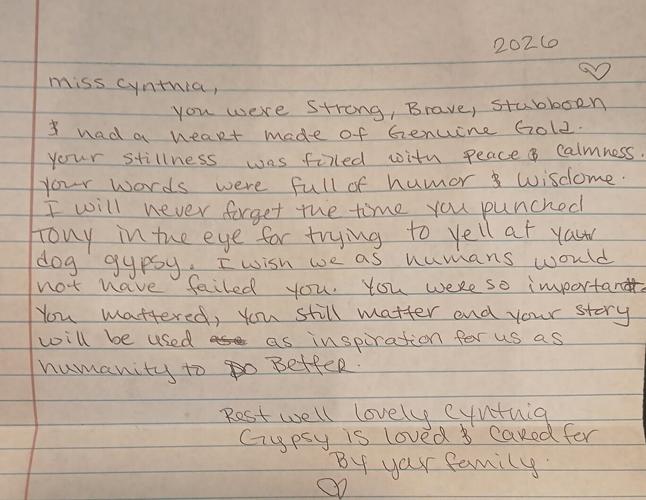 A Tribute to Cynthia | Roots | ledger.news