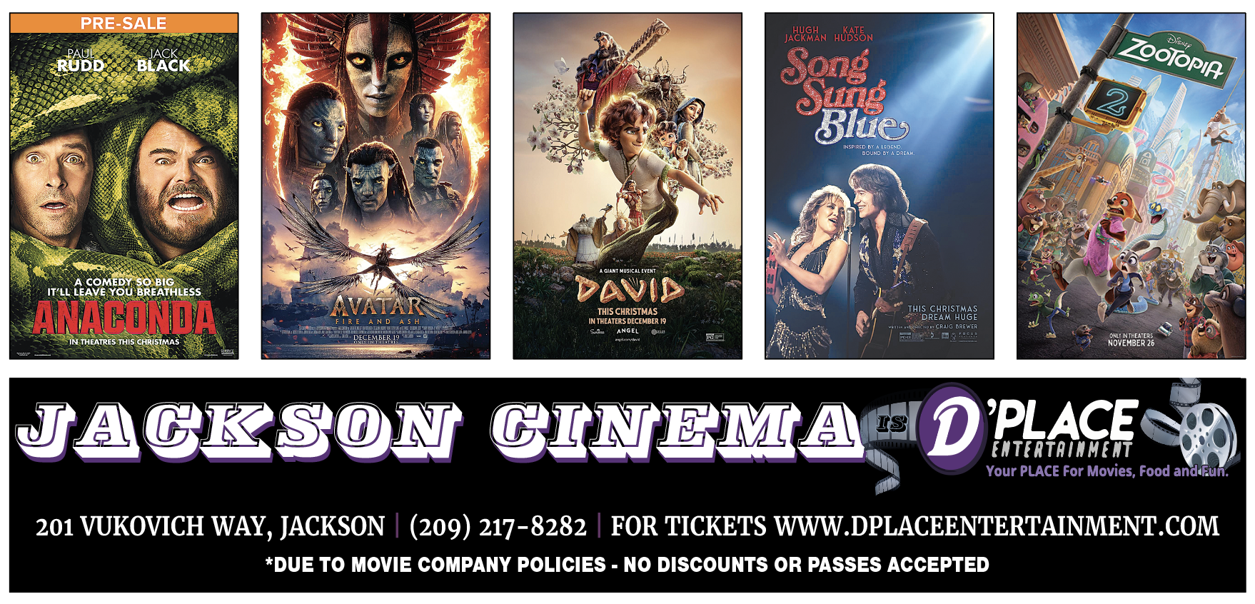 Jackson Cinema is D'Place: Movie Times December 26, 2025 — January 1 ...