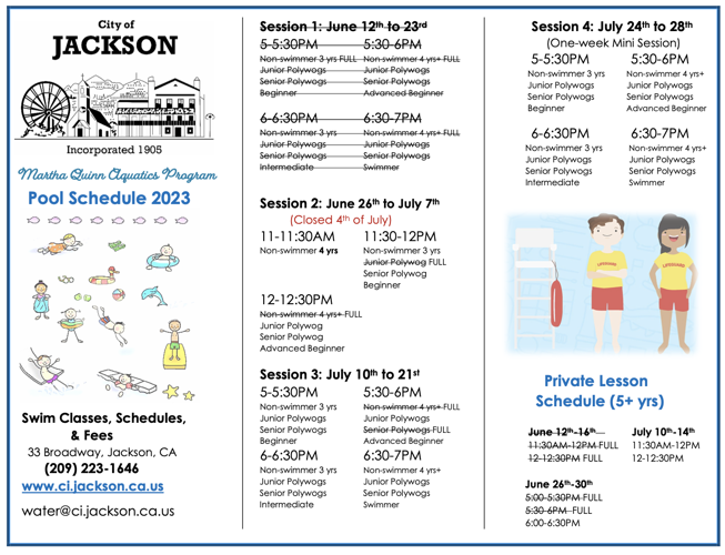 City of Jackson Pool re-opens June 12th to August 13th! | On the Vine ...