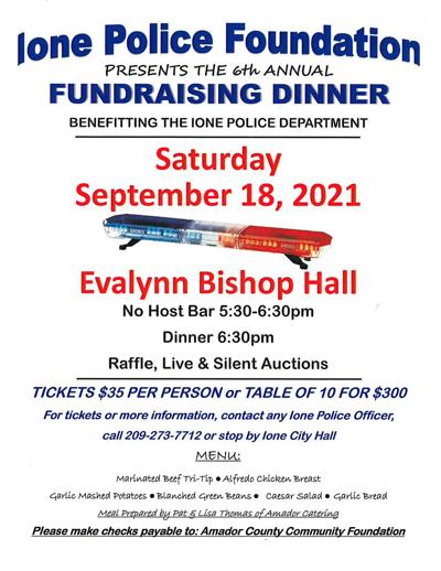 Ione Police Foundation Presents the 6th Annual Fundraising Dinner | On ...