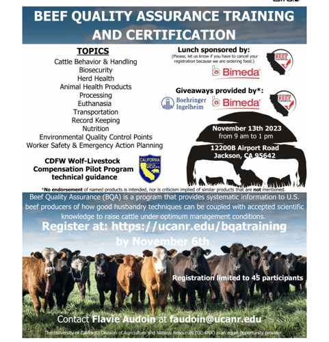 Free Beef Quality Assurance Training & Certification — Monday, November 13 | Press Releases ...