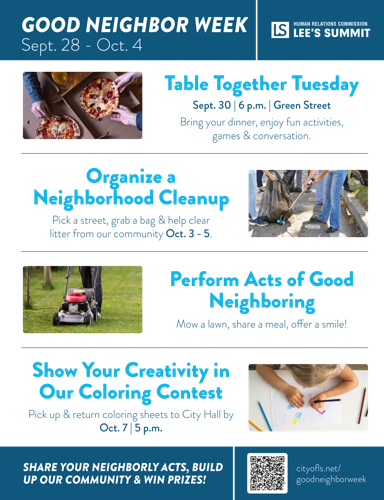 Community dinner, cleanups & coloring contest highlight Lee's Summit's ...