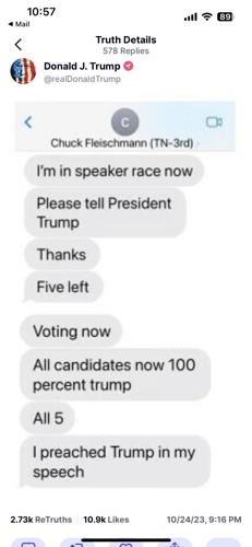 Trump shares text messages from Rep. Fleischmann during Speaker bid ...