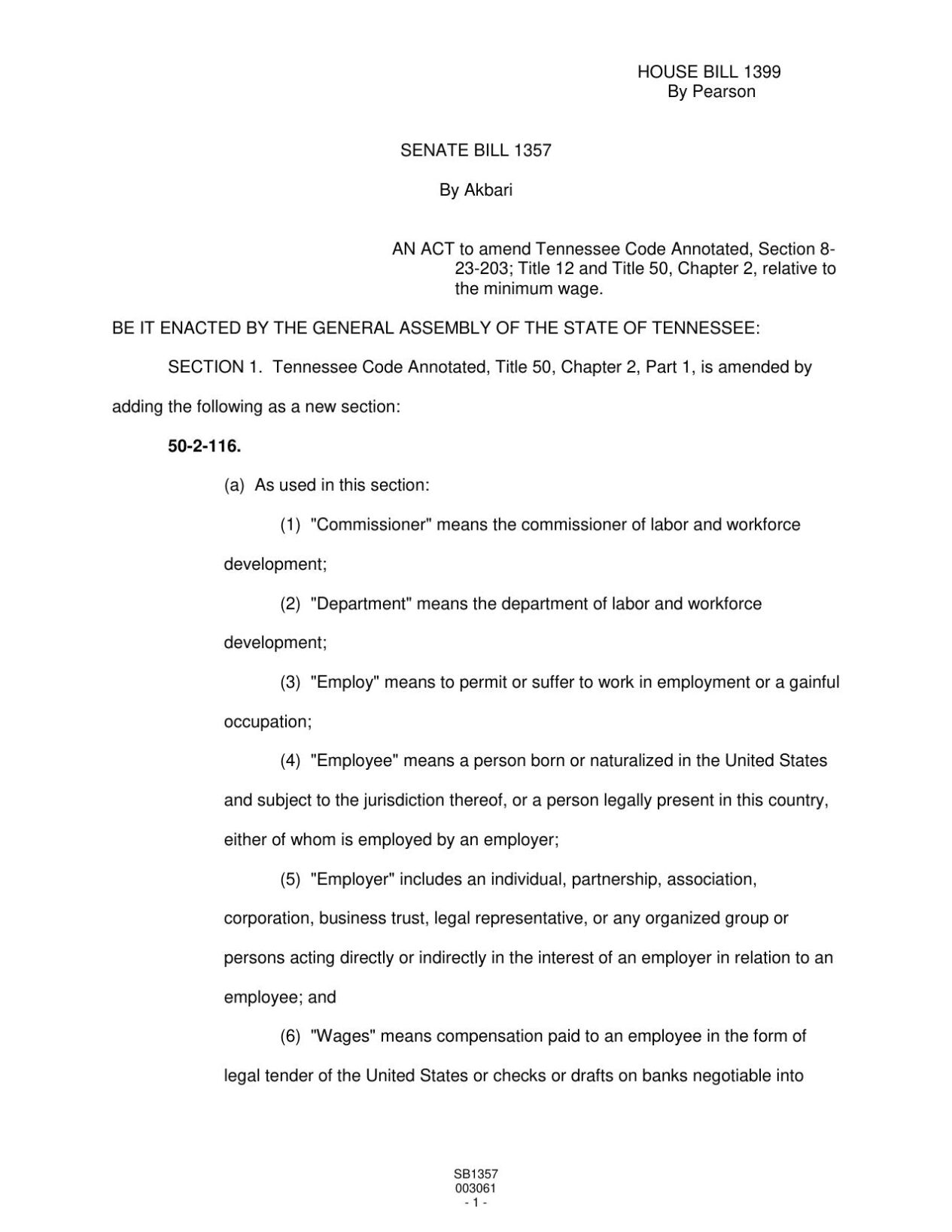 Tennessee lawmakers considering bill to raise minimum wage to $20 per ...