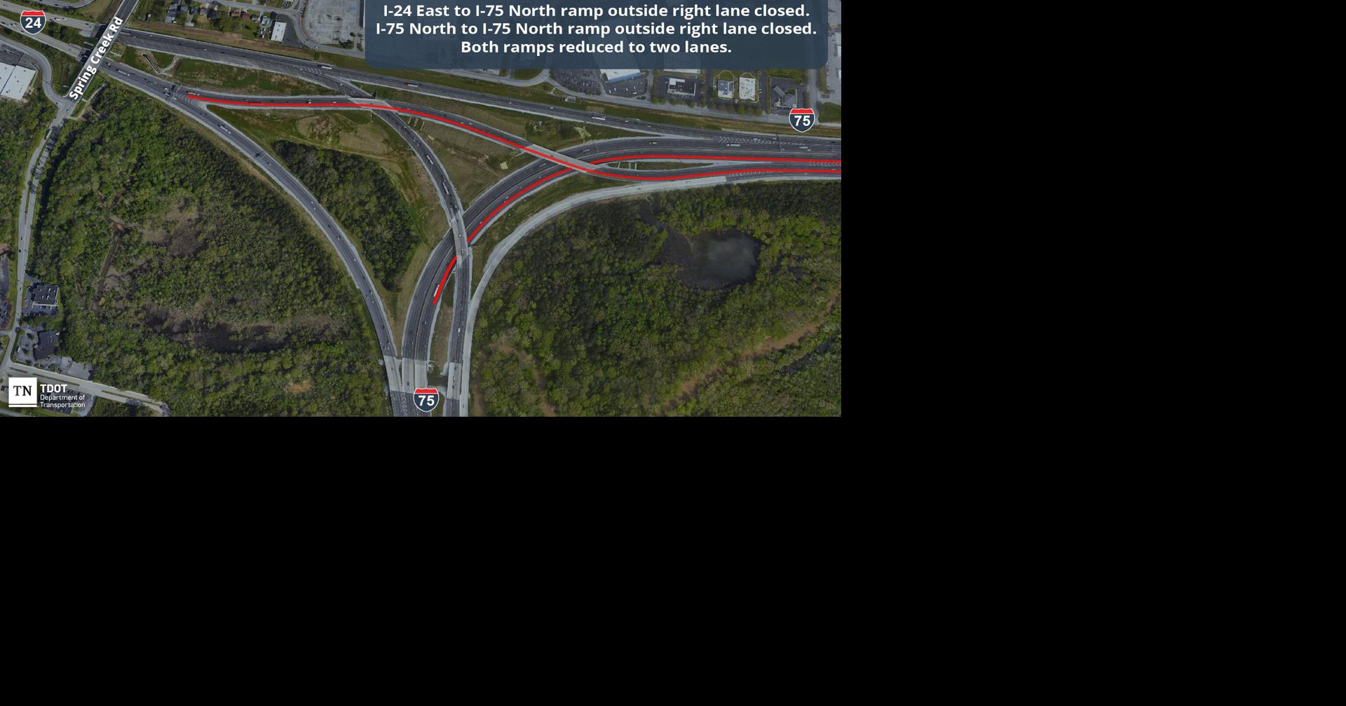 TDOT crews implementing traffic shift for construction at I-75/I-24 ...