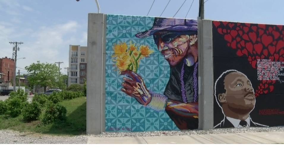 Artist paints mural honoring Chattanooga icon 'The Flower Man' Sandy ...