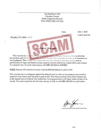SCAM ALERT: Fake 'Tax Assessment' letter landing in Cherokee County, NC ...