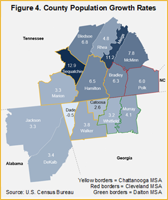 Chattanooga population growing more than double the national rate ...