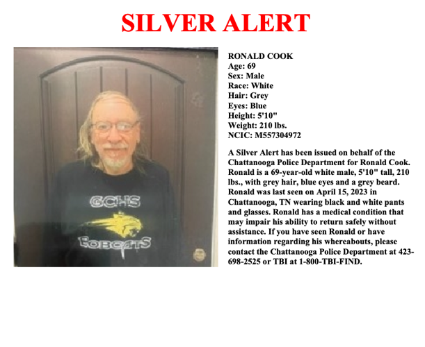 UPDATE: TBI cancels Silver Alert issued on April 15 for Chattanooga man ...