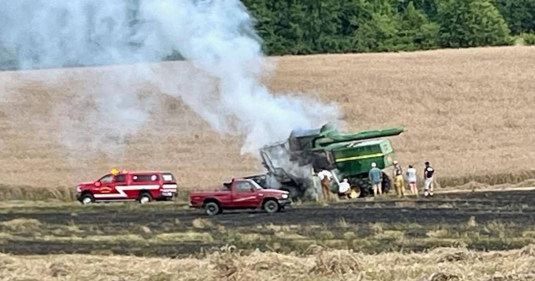 Combine catches fire in Madisonville, causing wildfire | Local News ...