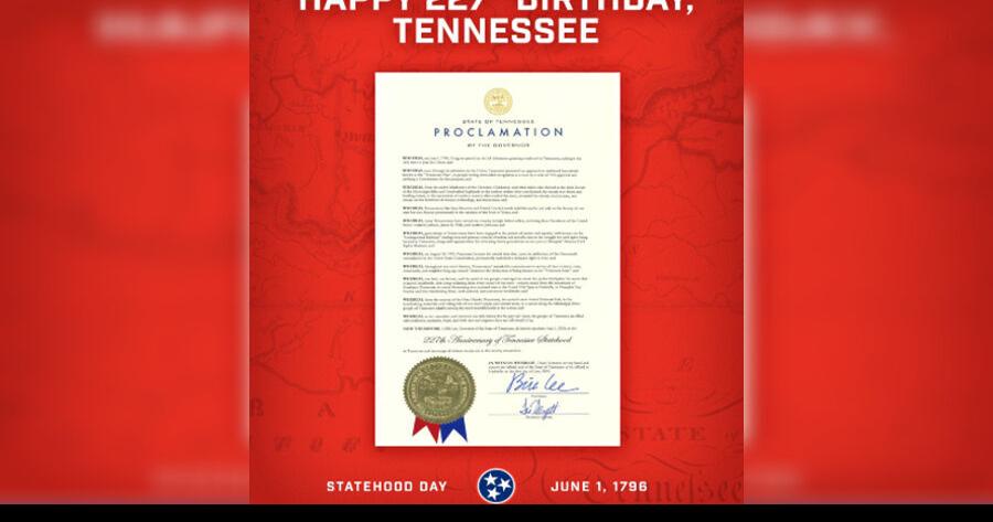 Governor Bill Lee issues Statehood Day proclamation in honor of ...