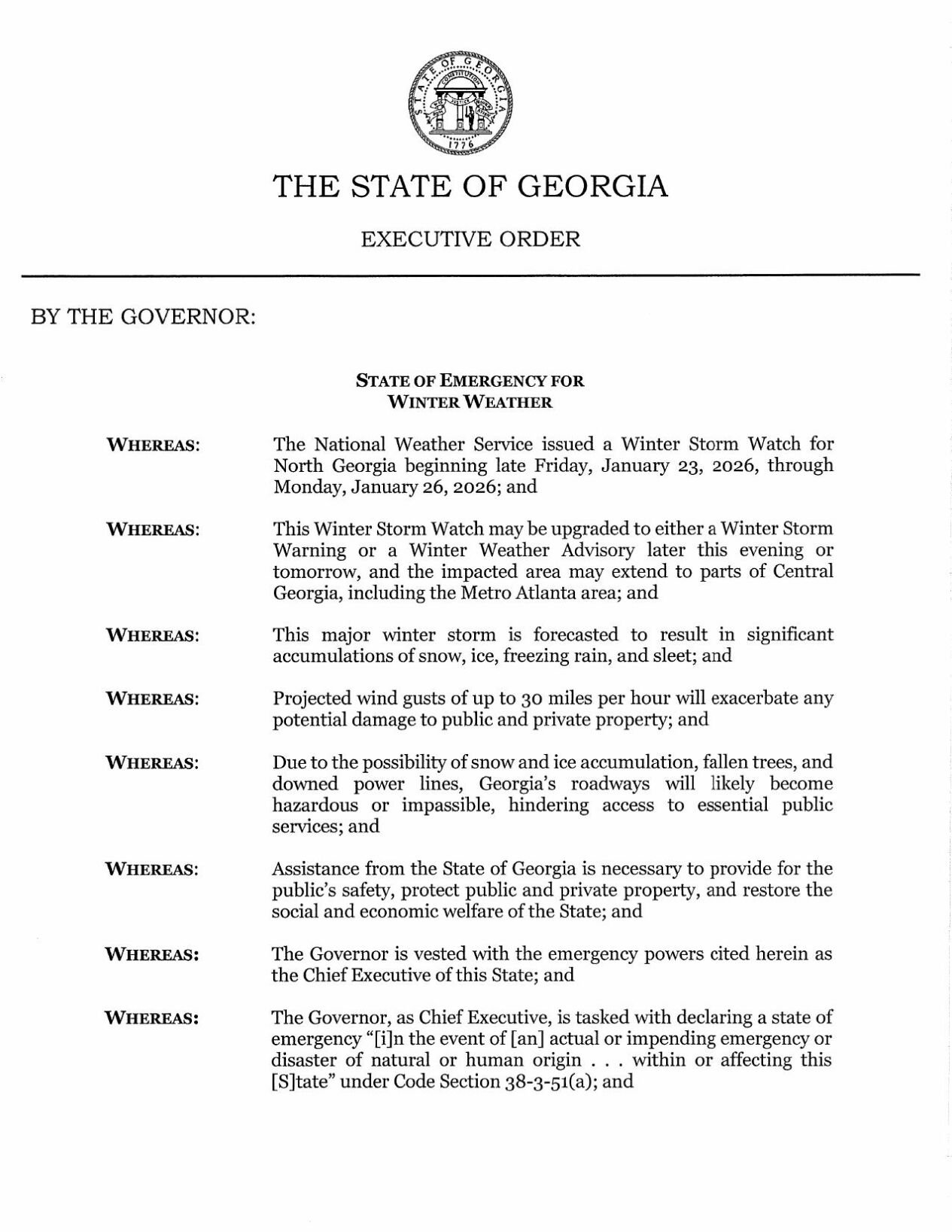 Georgia Governor Brian Kemp Declares State of Emergency | Local News ...