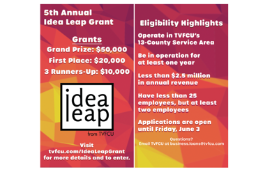 Deadline nears for TVFCU's 'Idea Leap Grant' | Local News | local3news.com