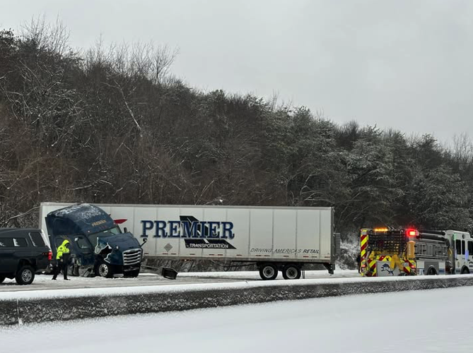 Jack-knifed tractor trailer on 27 | | local3news.com