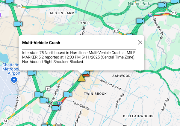Multi-vehicle crash shuts down right lane shoulder on I-75, says TDOT ...