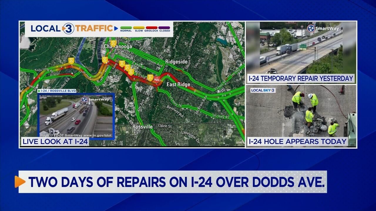 UPDATE: All lanes of traffic open on I-24 west after TDOT patches hole ...