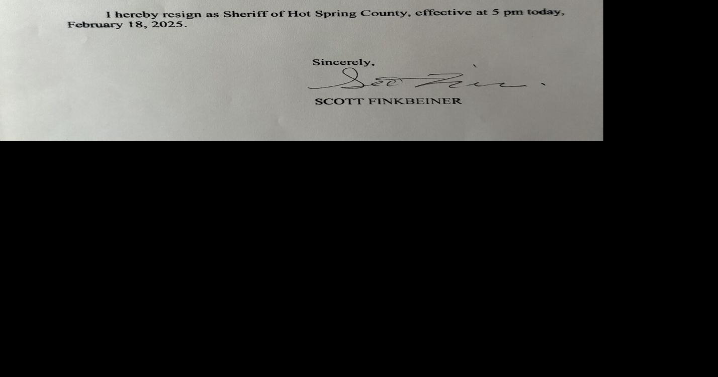 Breaking News: Hot Spring County has received Sheriff Scott Finkbeiner ...