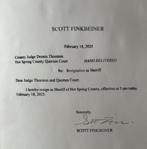 Breaking News: Hot Spring County has received Sheriff Scott Finkbeiner ...