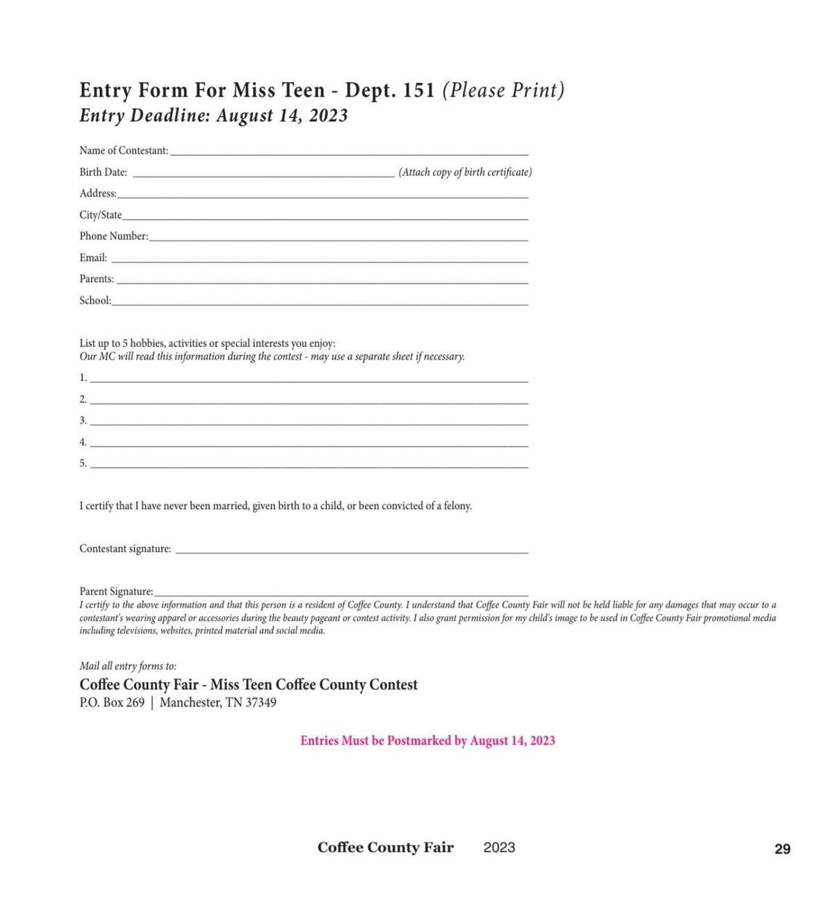 Miss Teen Form | | manchestertimes.com