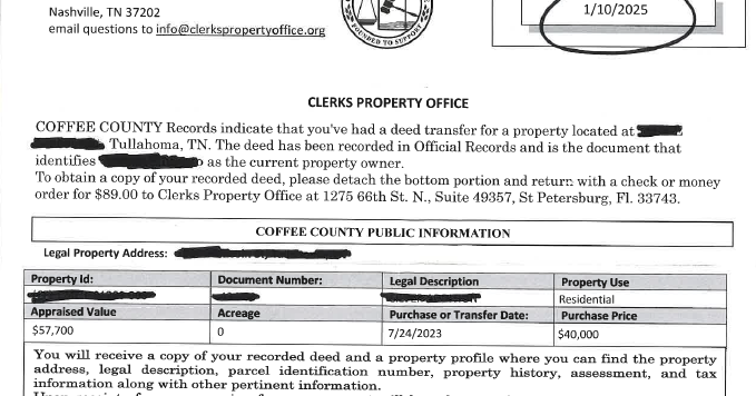 Coffee County resident receives scam letter concerning property deed ...