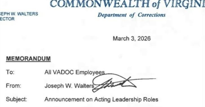 VADOC director replaces six senior officials