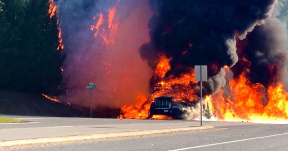 Firefighters from two counties battle massive tractor trailer fire in ...