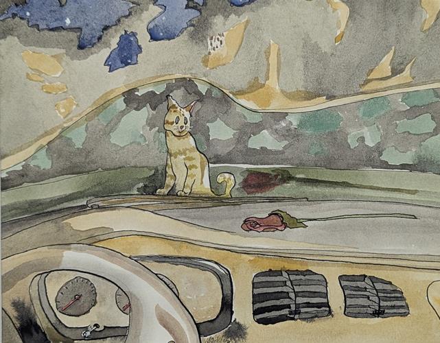 Watercolor art by Aaron Shirley on display in Marion NC