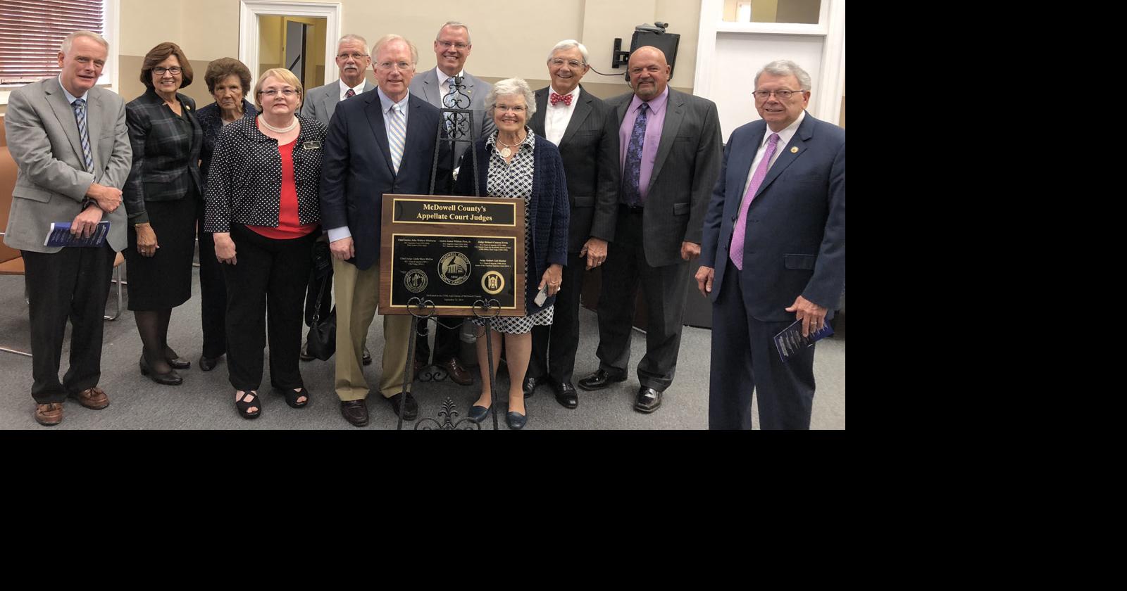Plaque honoring five judges from McDowell dedicated at courthouse