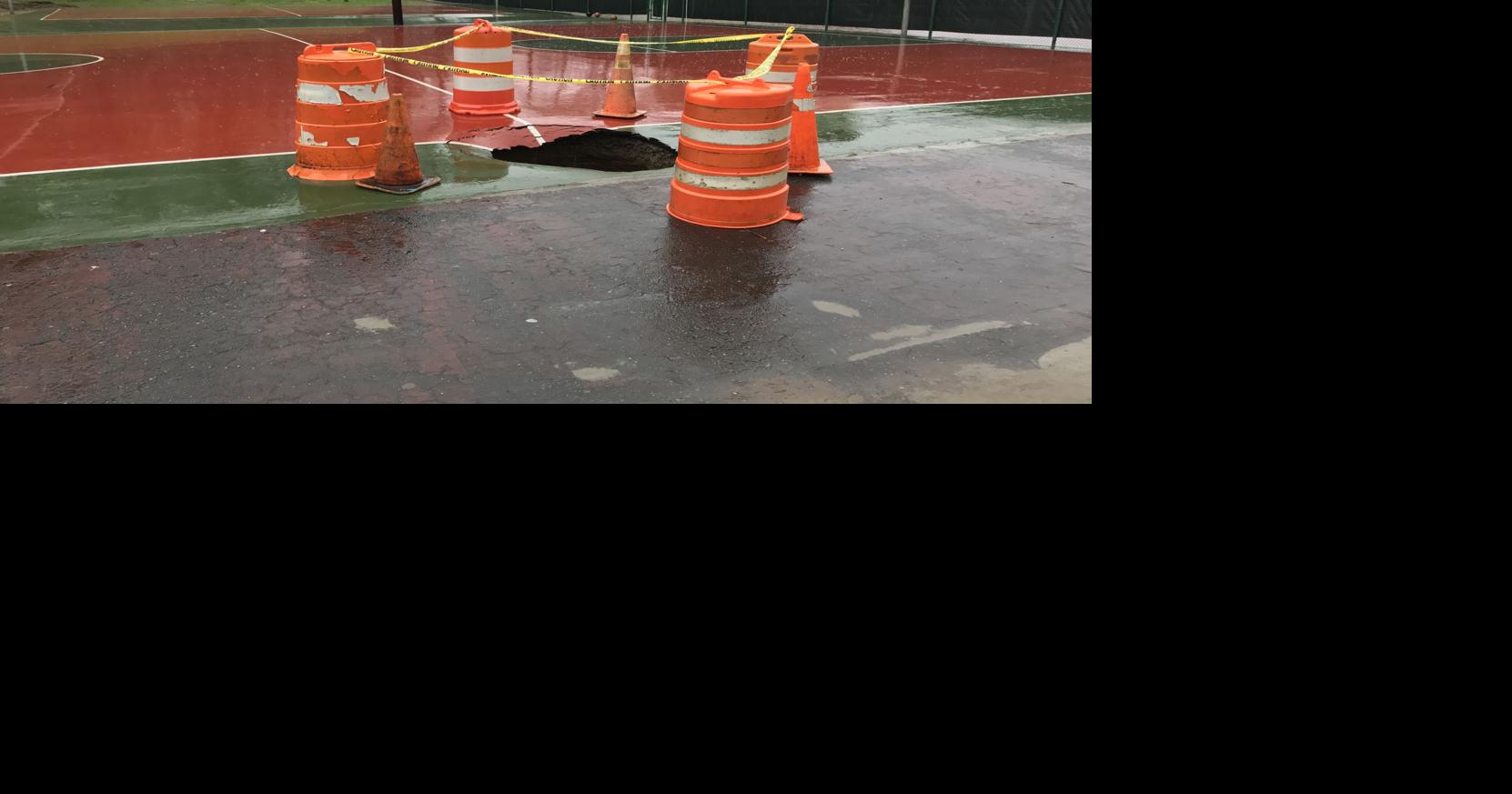 Park's basketball court closed due to sinkhole