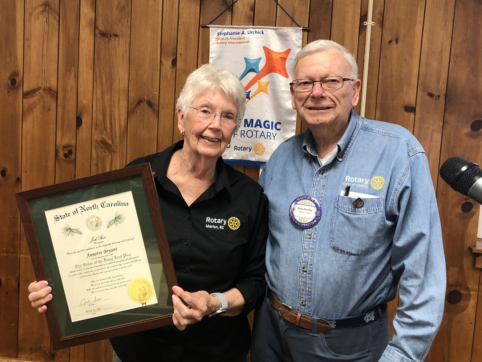Annette Bryant, Bob Hunter honored in Marion NC