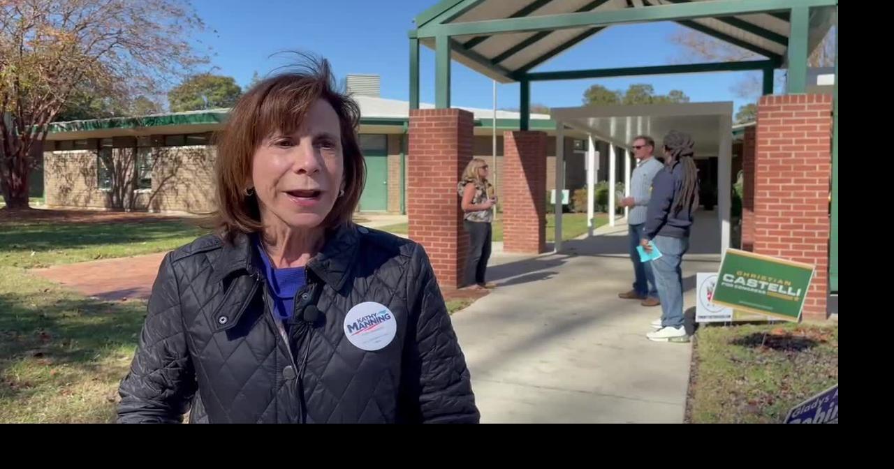 Candidate Kathy Manning campaigns on Election Day