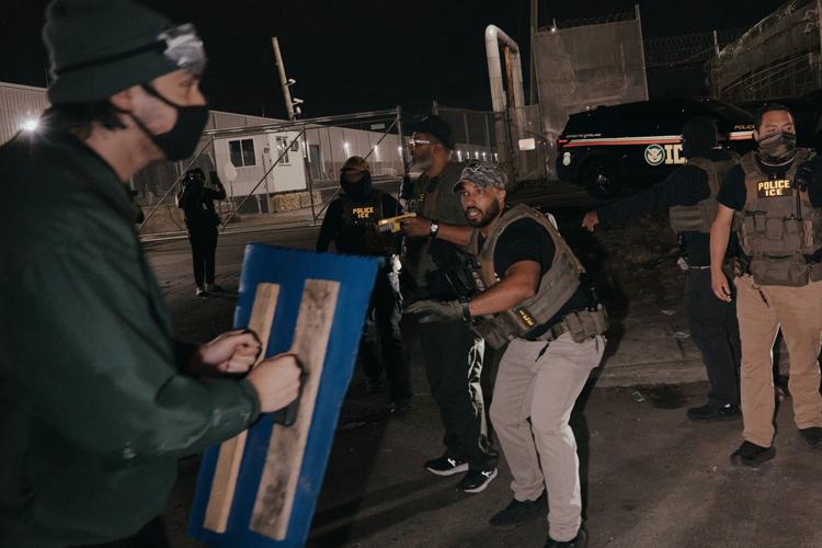 Protesters clash with law enforcement outside a New Jersey detention ...