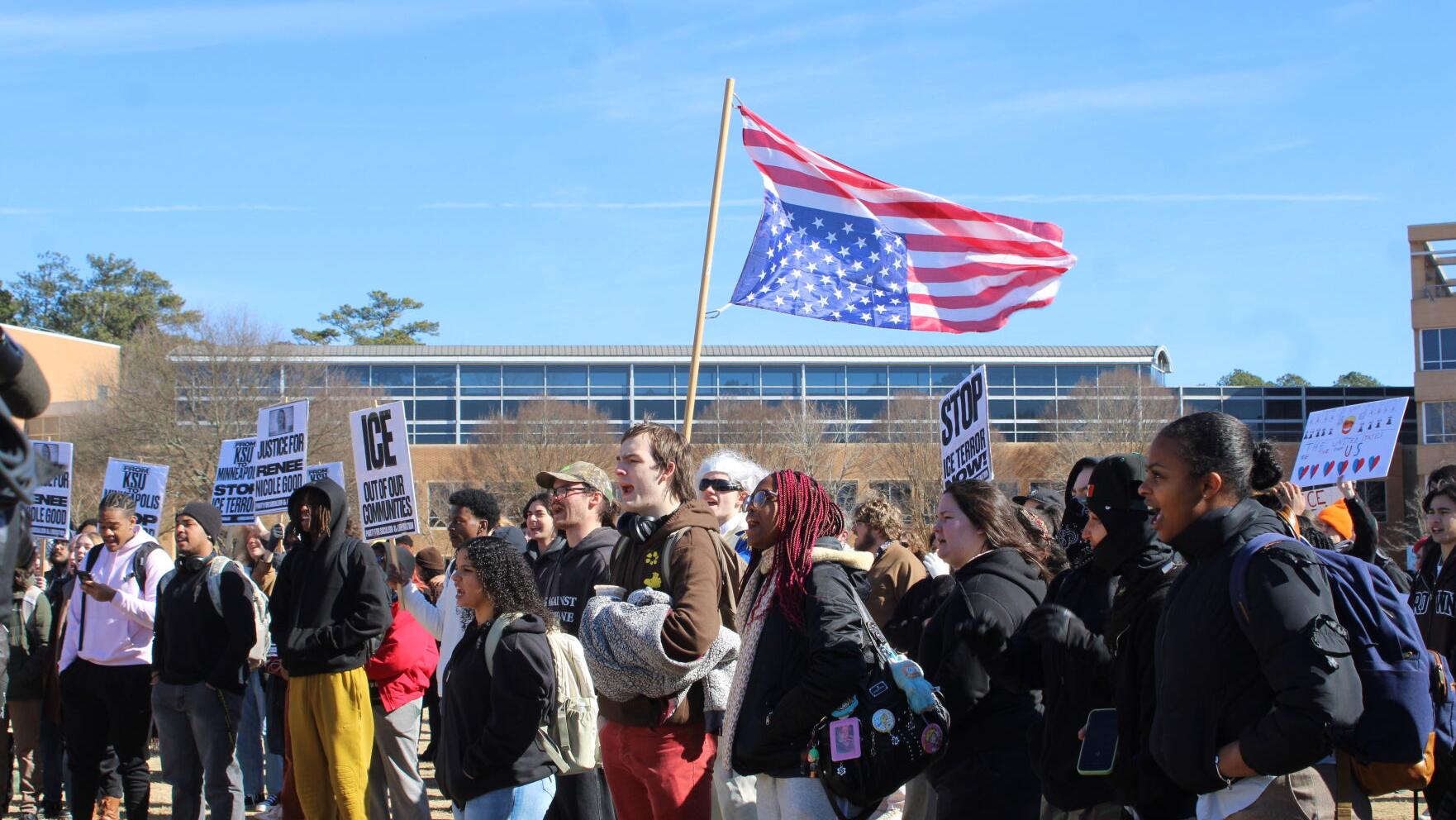 KSU students rally on campus to protest ICE, deportations and ...