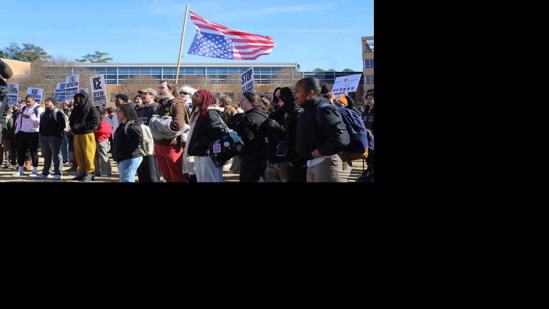 KSU students rally on campus to protest ICE, deportations and ...