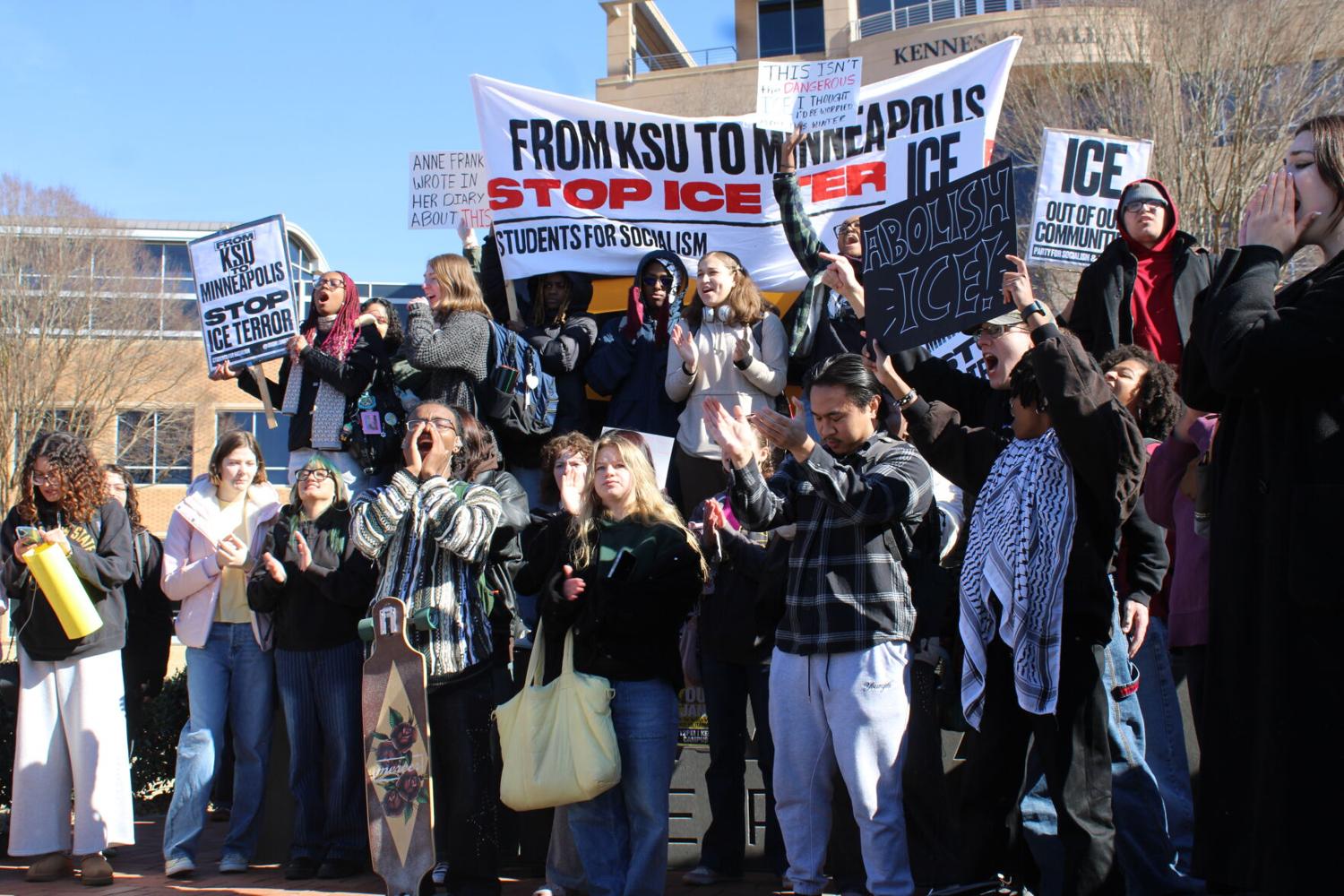 KSU students rally on campus to protest ICE, deportations and ...