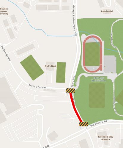 Temporary Road Closures along George Busbee Parkway | Briefs ...