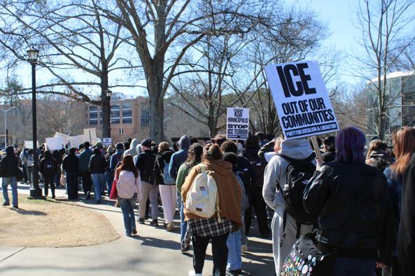 KSU students rally on campus to protest ICE, deportations and ...