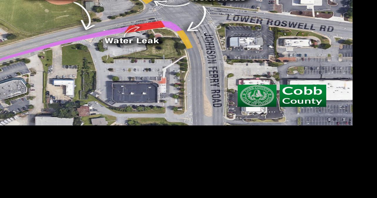 Water leak repairs to close lanes at Johnson Ferry at Lower Roswell ...