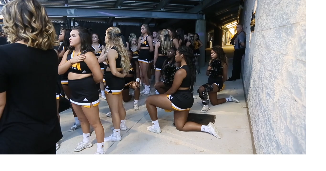 Kennesaw State cheerleaders again take knee under stands at homecoming ...