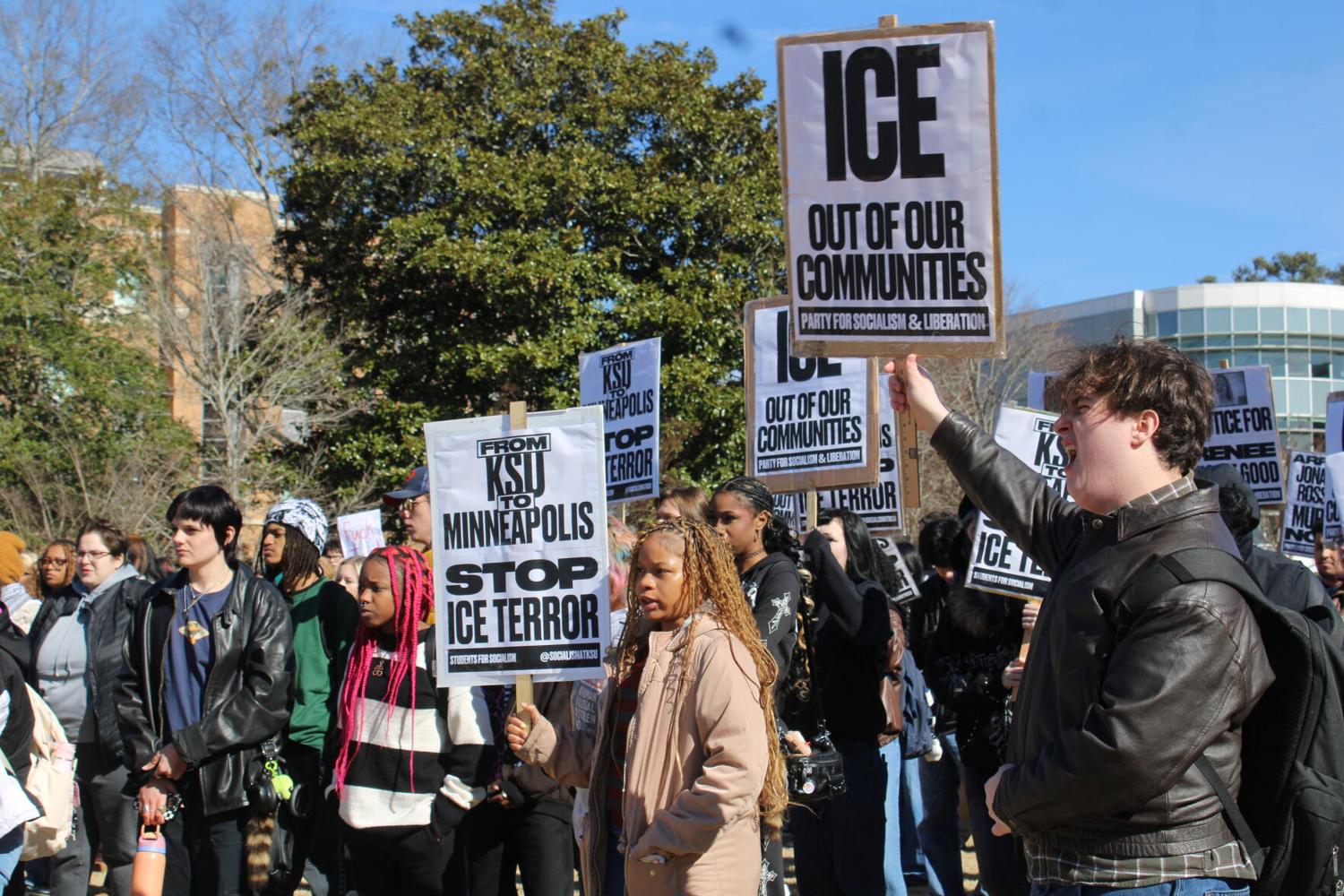 KSU students rally on campus to protest ICE, deportations and ...