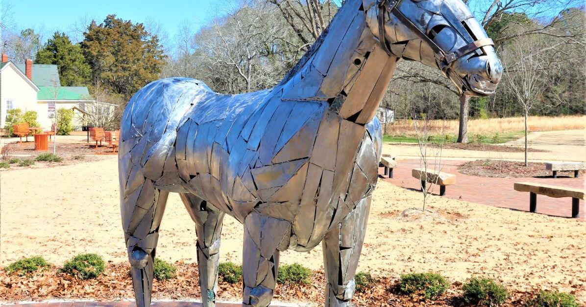 Morgan the Mule stands guard over the new Lambert Park | Morgancounty ...