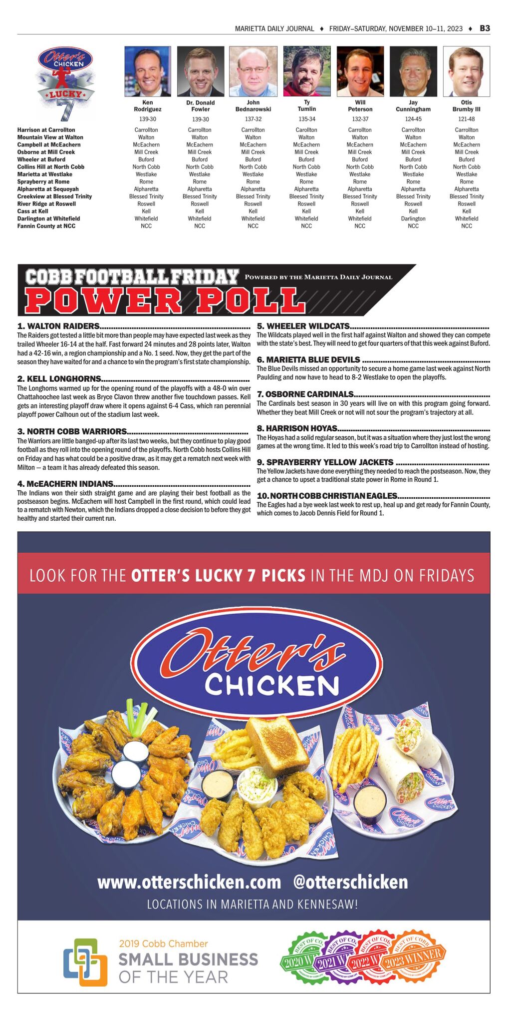 CFF Power Poll -- Playoffs, First Round | Cobb Football Friday ...