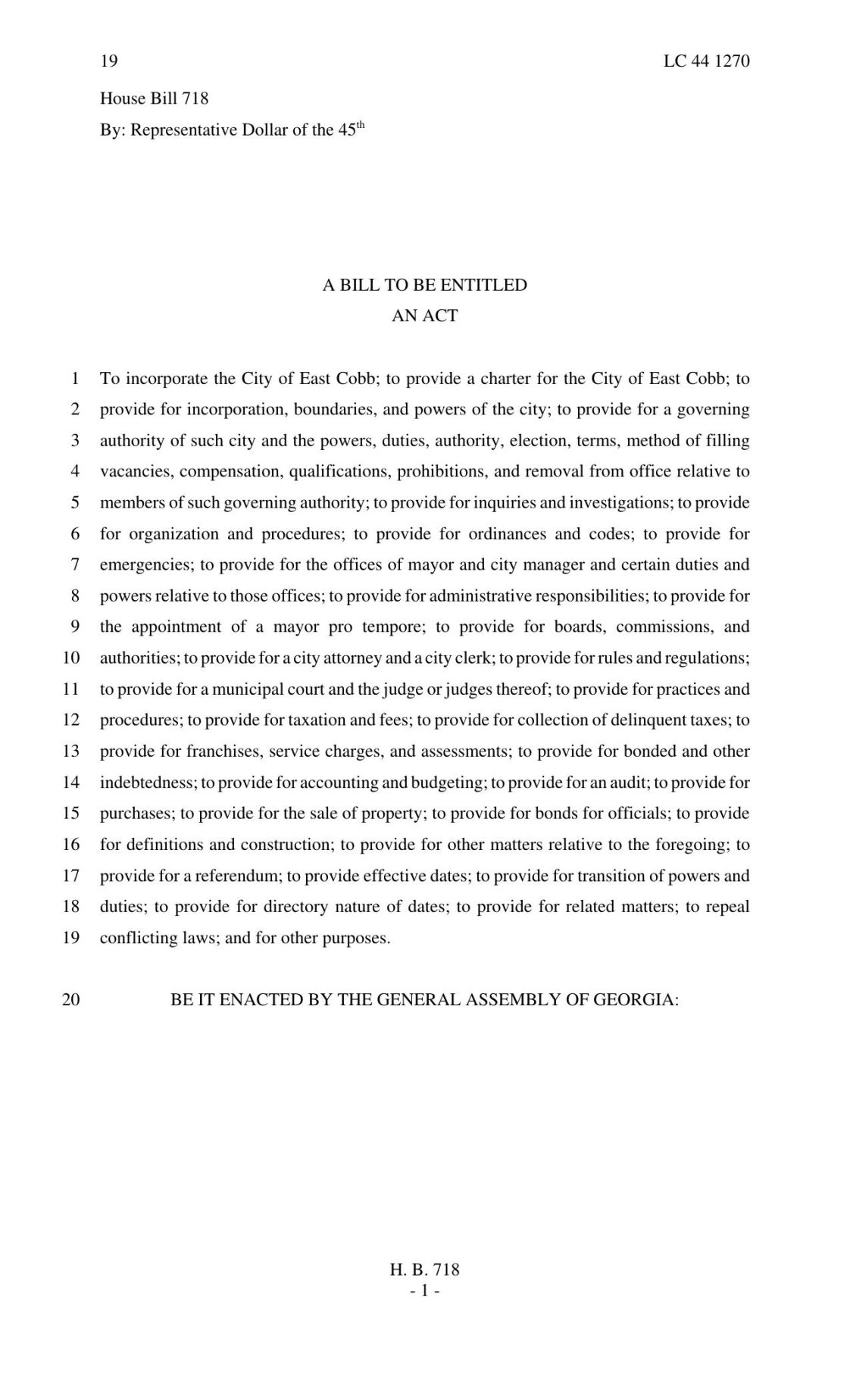 East Cobb Cityhood Bill Pencils 2020 Vote News