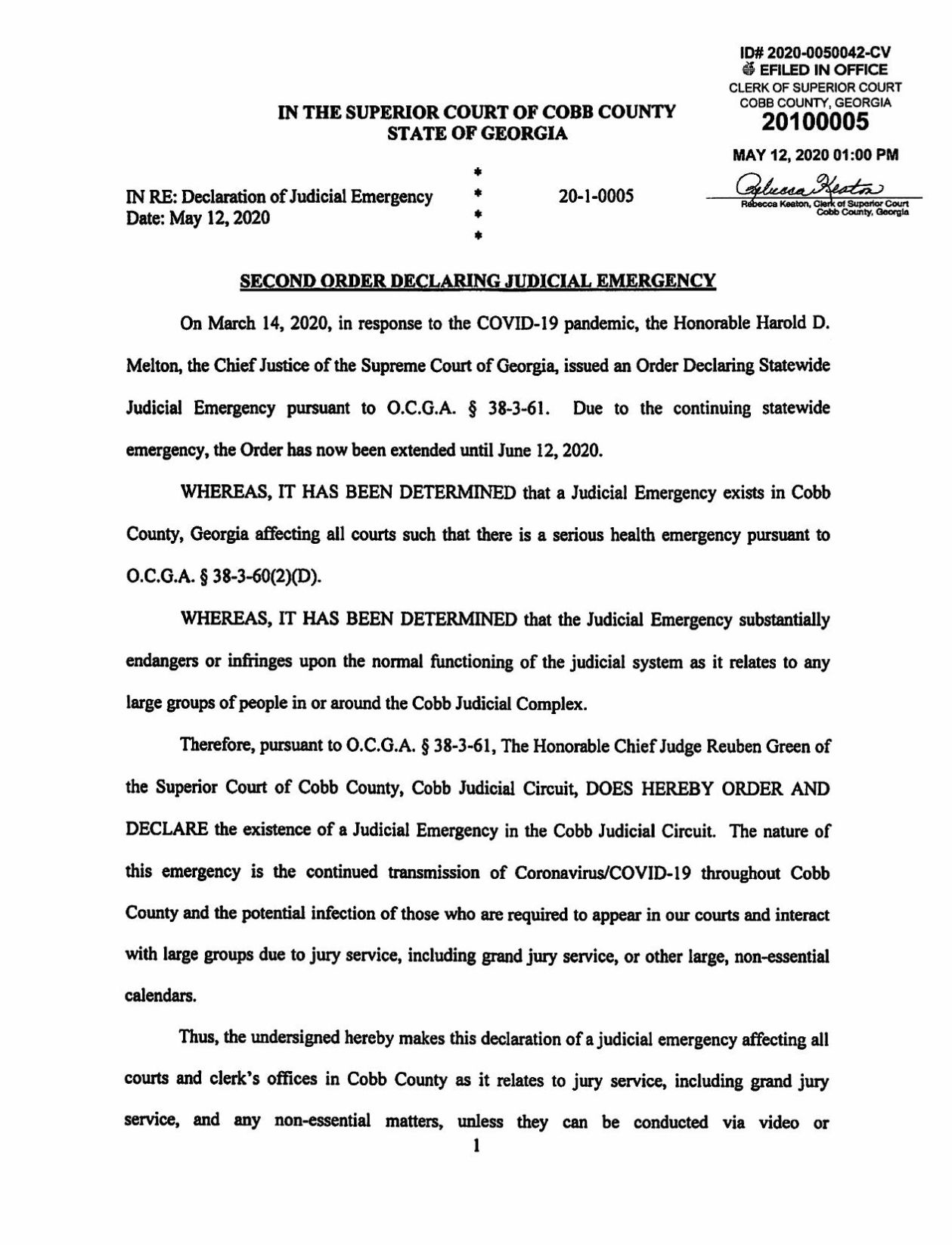Cobb court restrictions extended | News | mdjonline.com