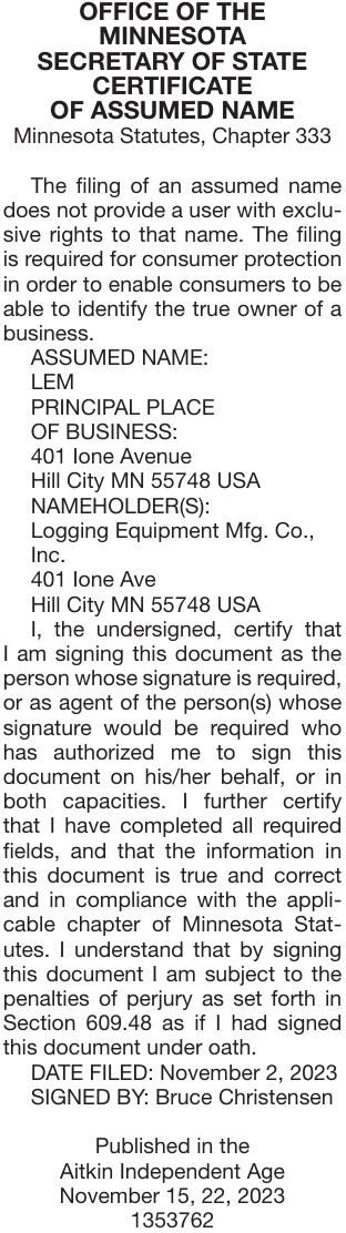 LEM | Certificates Of Assumed Name | messagemedia.co