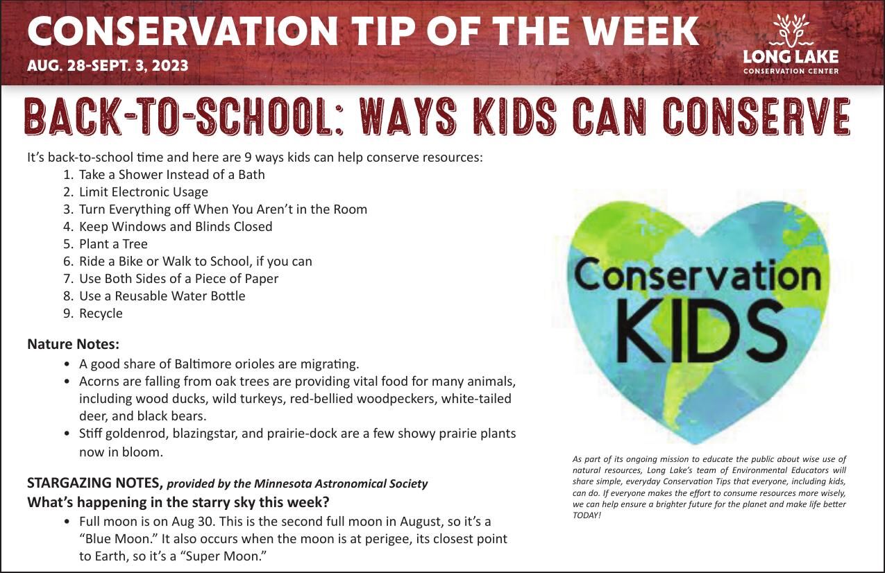 Conservation Tip of the Week Aug. 28-Sept. 3, 2023 | | messagemedia.co