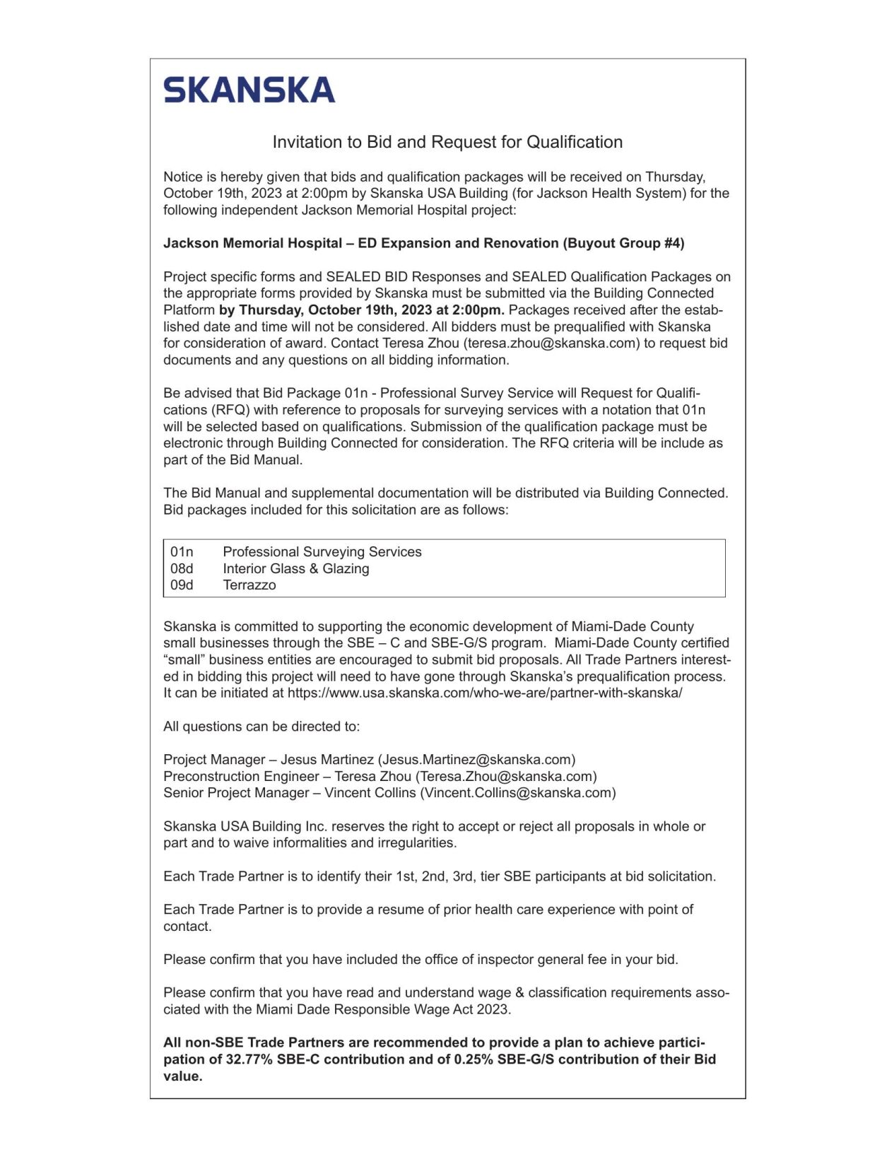 Invitation to Bid and Request for Qualification | Legal Announcements ...